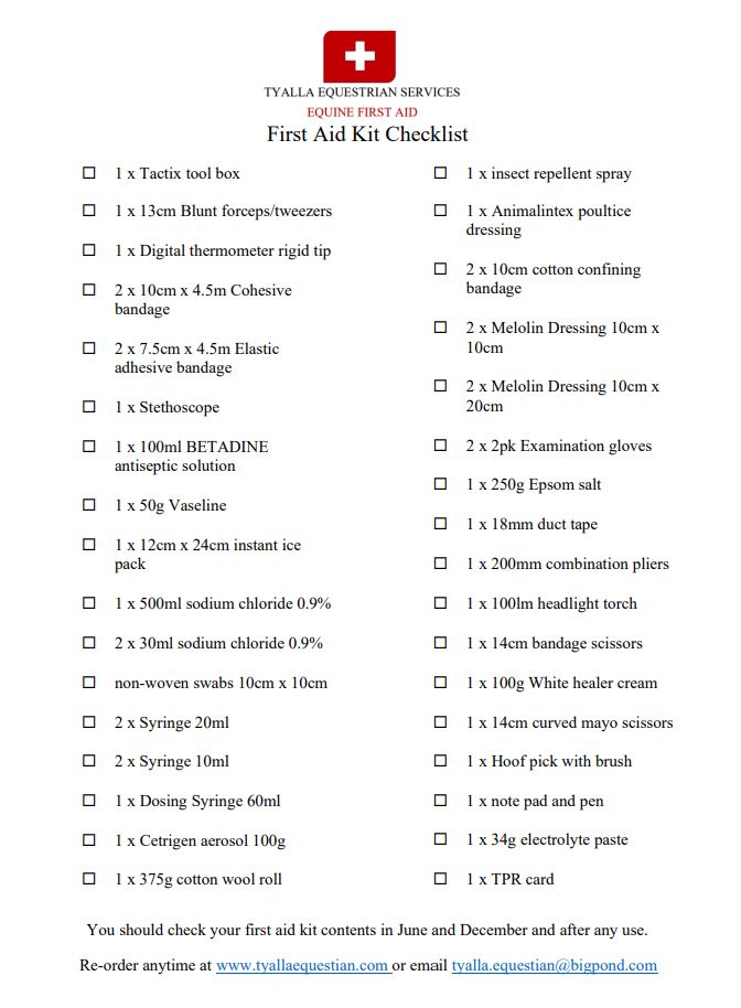 PCA COMPLIANT FIRST AID KIT – Tyalla Equestrian Services